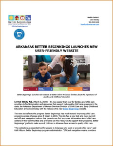 Better Beginnings Launches New Website | AR Better Beginnings