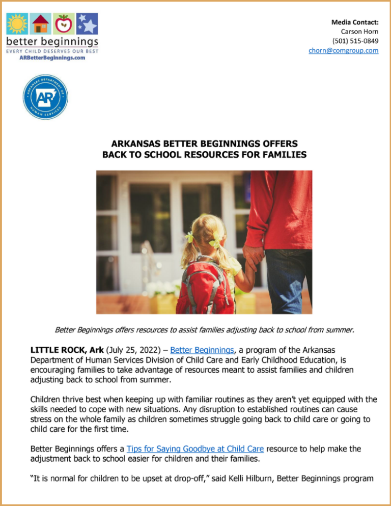 Press Releases | AR Better Beginnings