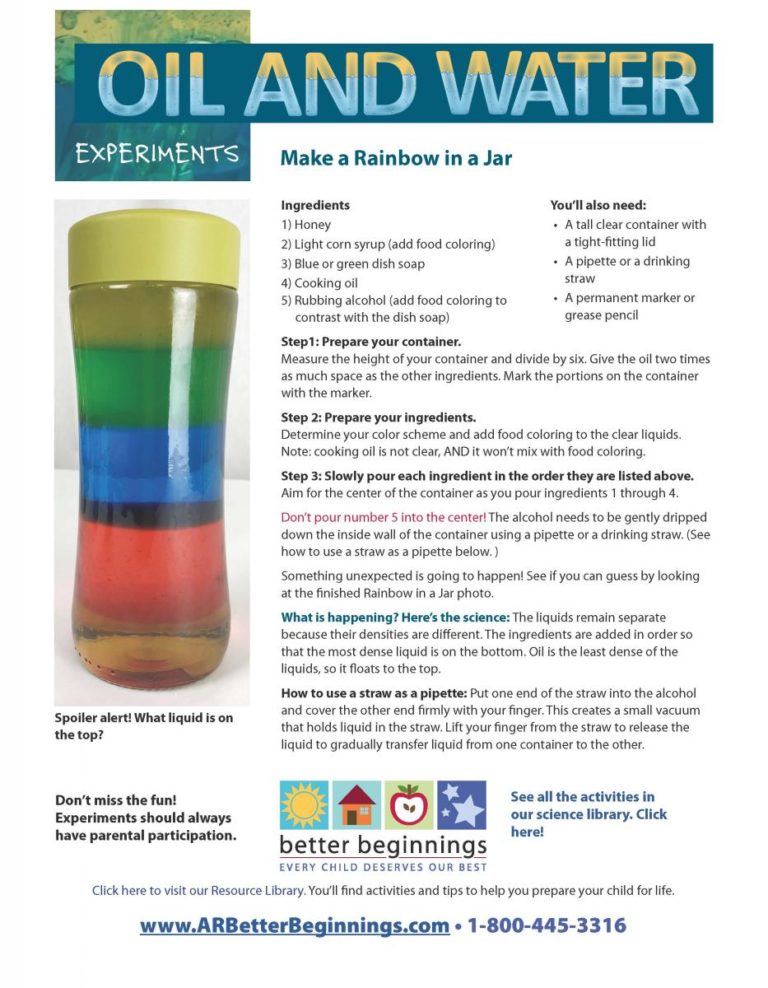 Oil and Water Experiments | AR Better Beginnings