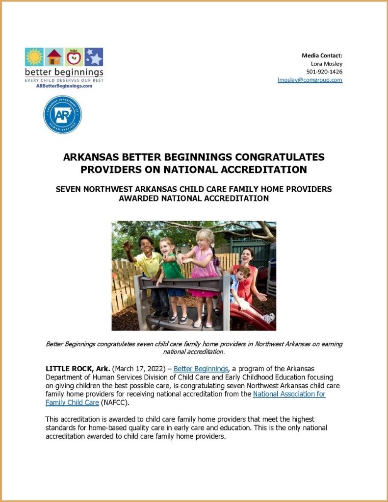 Press Releases | AR Better Beginnings