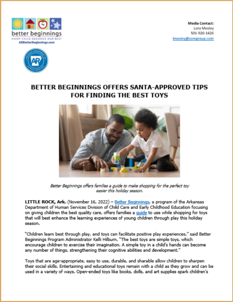 Press Releases | AR Better Beginnings